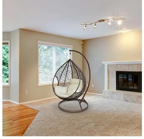 Závěsné křeslo NOELA, hnědá / krémová