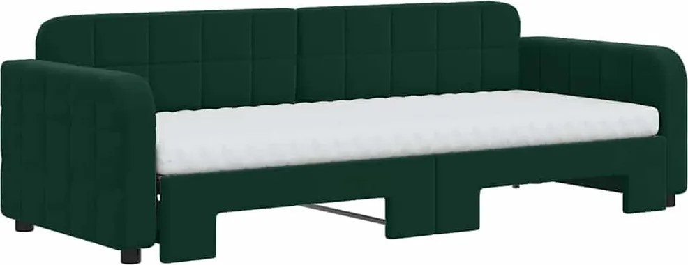 Válenda s přistýlkou a matracemi tmavě zelená 80 x 200 cm samet 3196948