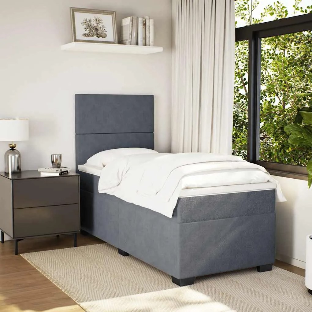 Box spring postel s matrací tmavě šedá 80 x 200 cm samet 3293057