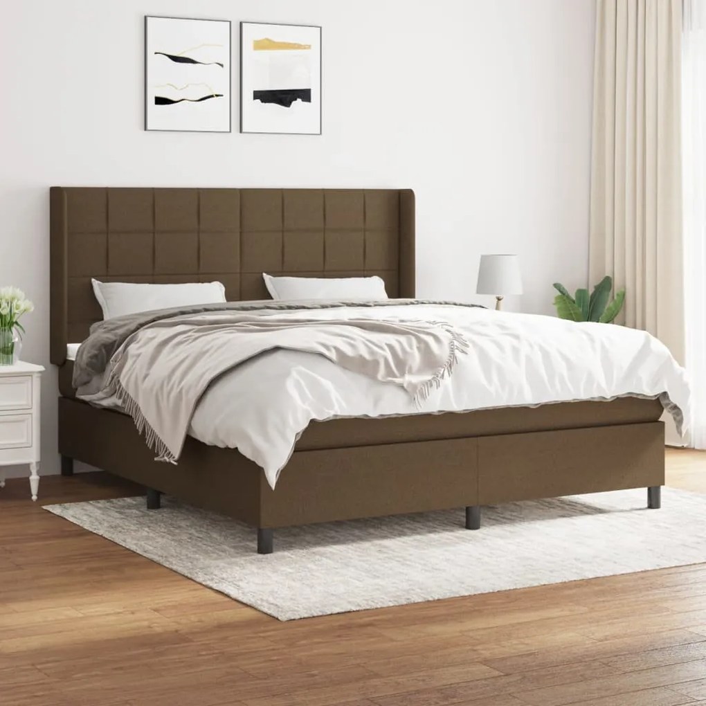 Box spring postel s matrací tmavě hnědá 180x200 cm textil,  3131452