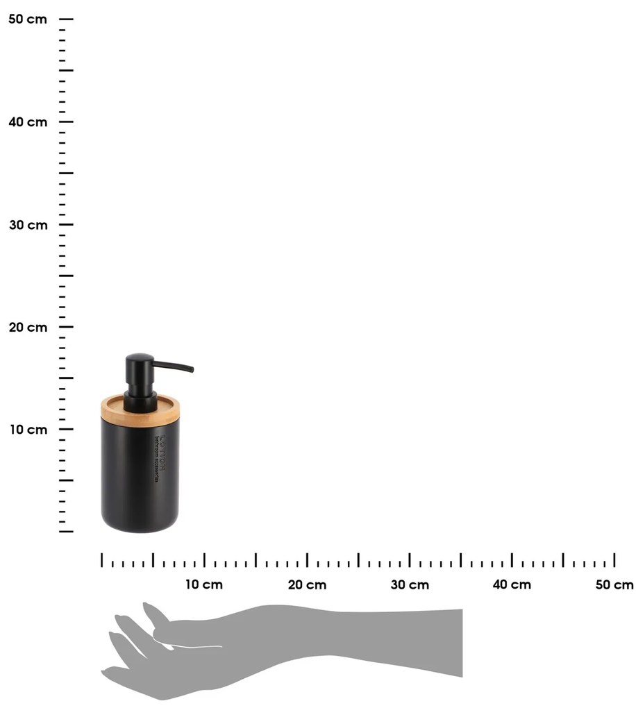 Dávkovač mýdla Loudis, černá/s dřevěnými prvky, 280 ml