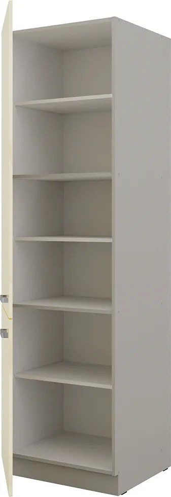KARMEN | vysoká skříňka 60 DK-210 2F potravinová s policemi | 60 cm | světle šedá/krémová lesk