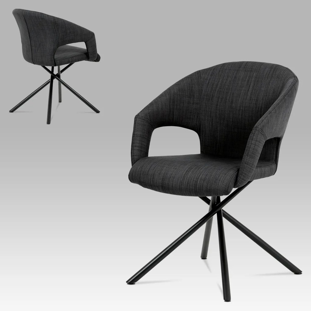 Artium Jídelní židle, černá látka, kov matná černá - HC-784 BK2