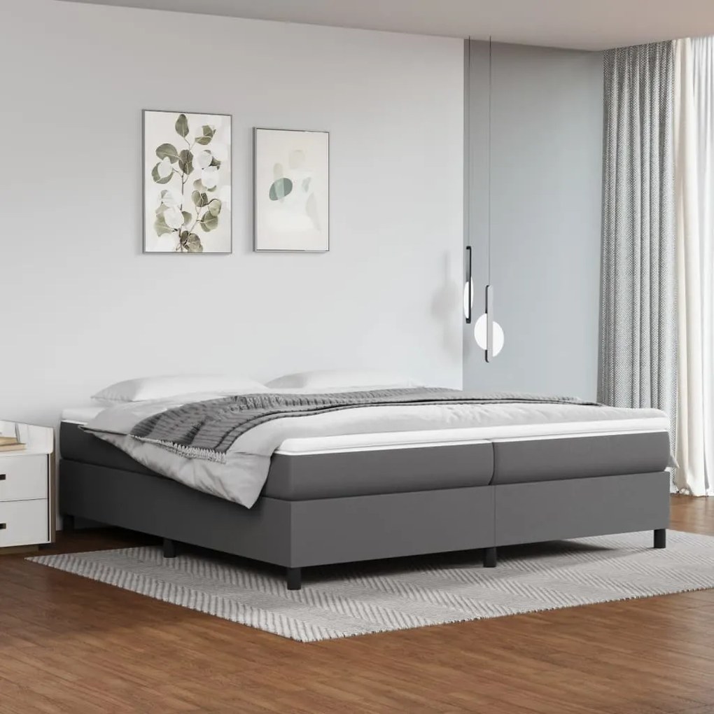 Box spring postel s matrací šedá 200x200 cm umělá kůže 3144630