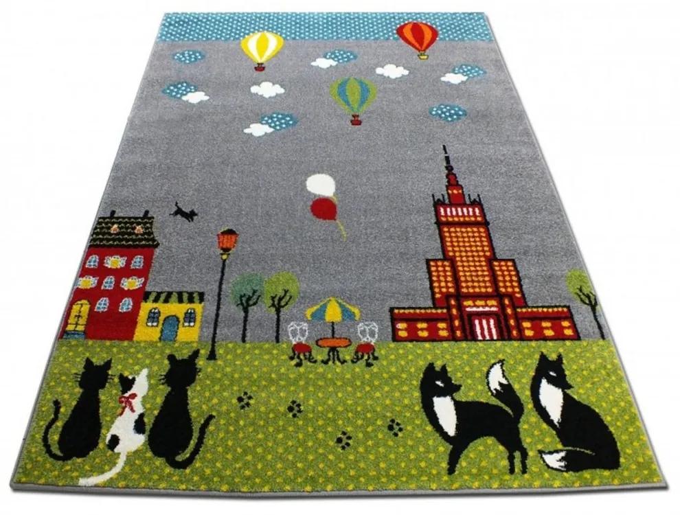 Dětský koberec Kočky šedý, Velikosti 120x170cm