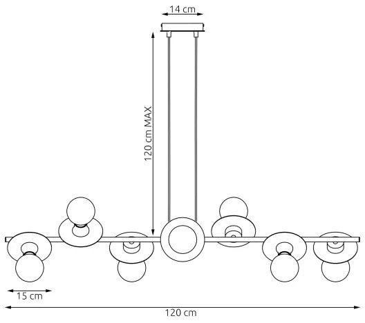 Lustr na lanku TOKEN 8xE27/15W/230V černá