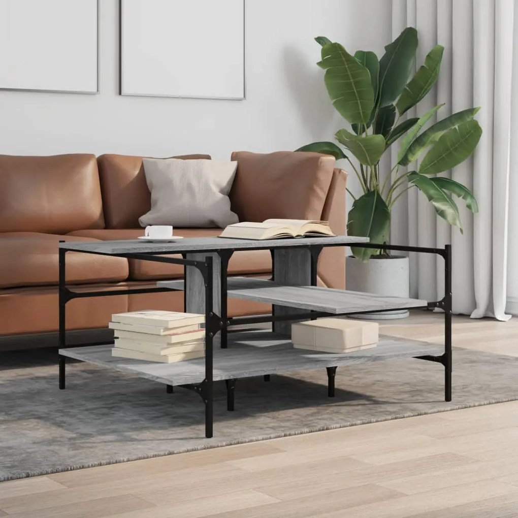 Konferenční stolek šedý sonoma 100x100x48,5 cm kompozitní dřevo - Default Title