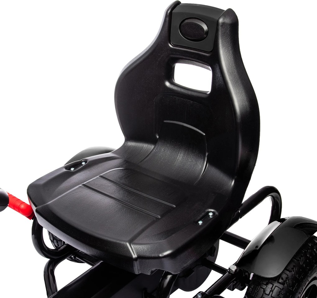 HOMCOM GoKart, šlapací auto, šlapací auto s ruční brzdou, dětské vozidlo s nastavitelným sedadlem, šlapací, kettcar pro 5-12 let, černá | Aosom