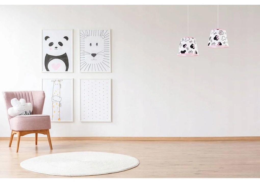 Dětské závěsné svítidlo Minnie, 2x textilní stínítko se vzorem, s