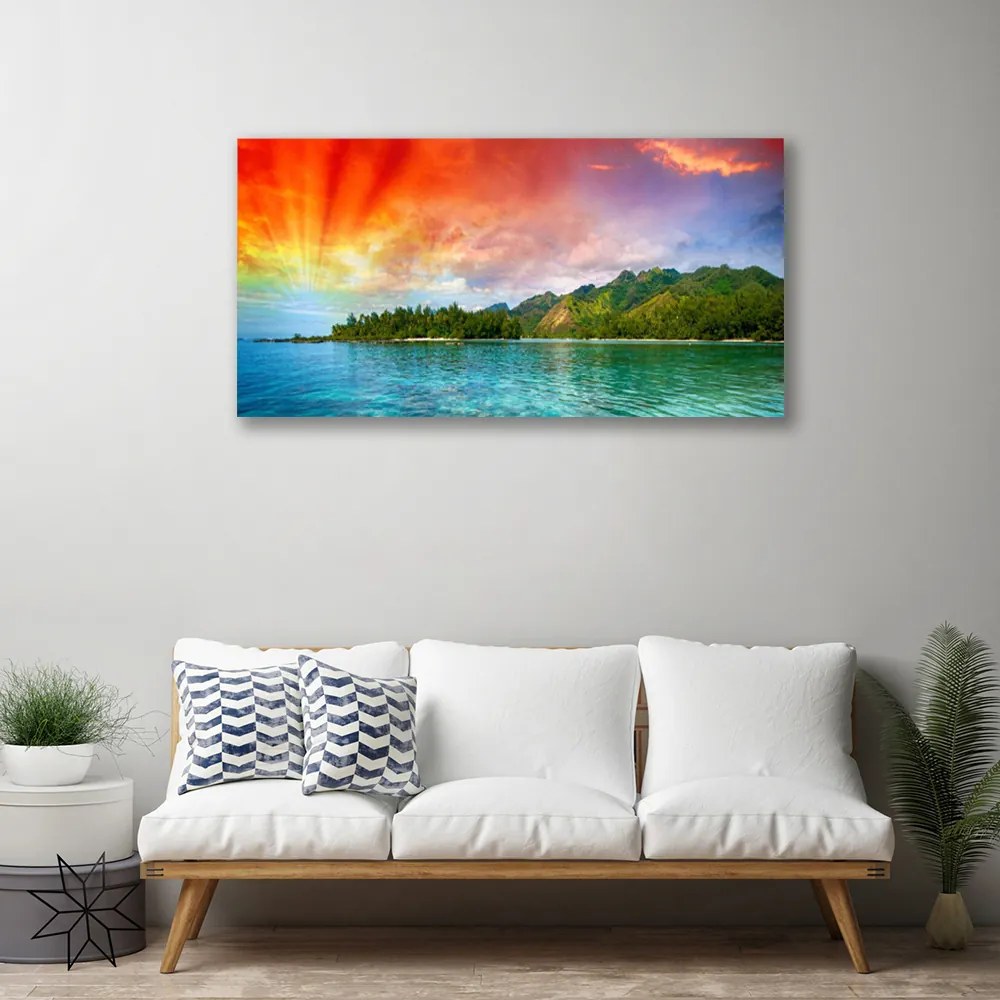 Obraz na plátně Moře Les Nebe Krajina 125x50 cm