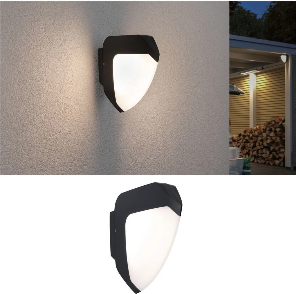 P 94517 LED venkovní nástěnné svítidlo Smart Home Zigbee Ikosea soumrakový senzor a pohybové čidlo CCT IP44 50x203mm 3000K 4,4W 230V antracit umělá hmota - PAULMANN
