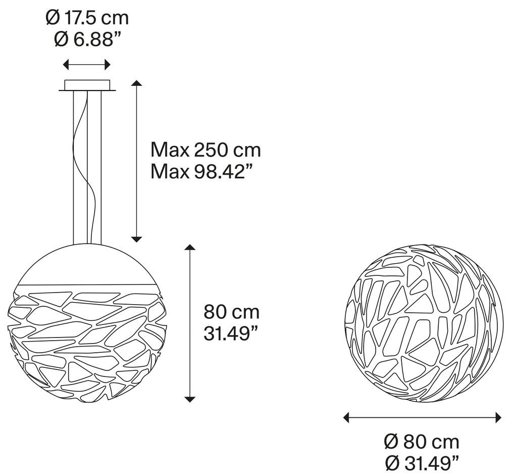 Lodes Závěsné svítidlo Kelly L Sphere, Ø 80 cm, 4xE27 Barva: Měděný bronz