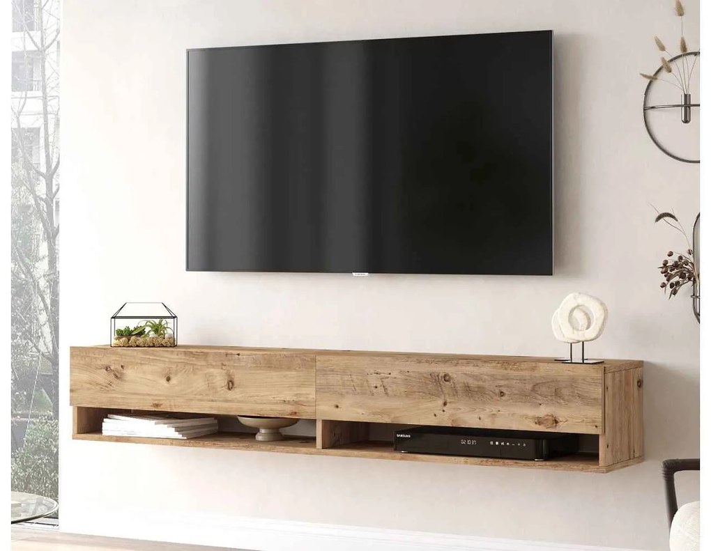 Designový nástěnný TV stolek Idonia 180 cm borovice