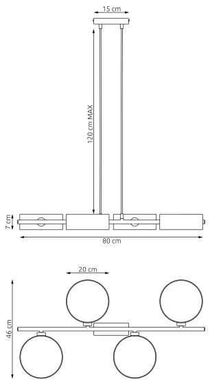 Lustr na lanku DRUMZ 4xE14/10W/230V černá/hnědá/šedá