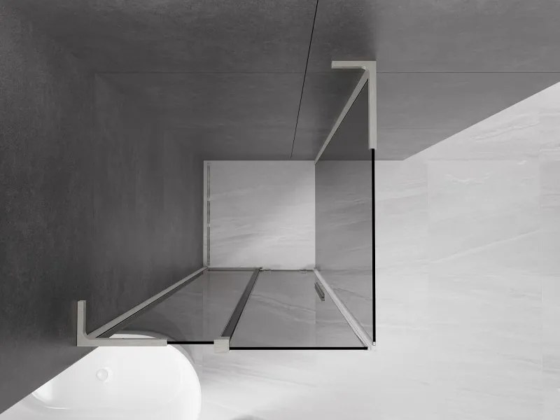 Mexen Velar L, sprchový kout s posuvnými dveřmi 110 x 110 cm, 8mm šedé sklo, broušená ocel, 871-110-110-43-97
