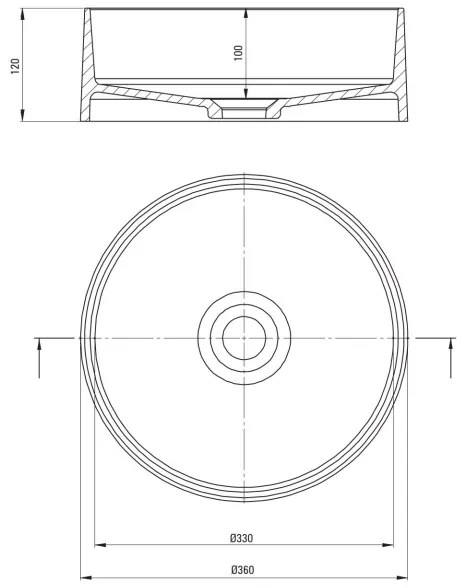 Deante CQS_SU4S - Umyvadlo na desku SILIA pr. 36 cm granit/metalicky šedá