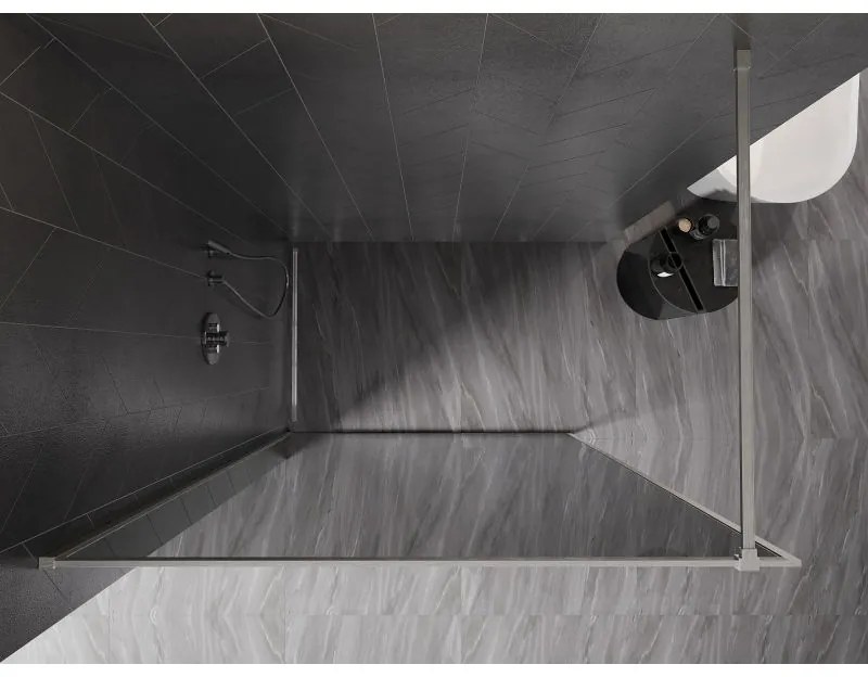 Mexen, Mexen Kioto-XF sprchová stěna s rámem 100 x 202 cm, grafit 10 mm, matný nikl - 800-100-104-97-40-X