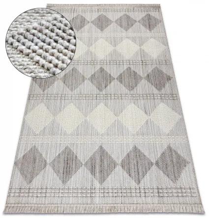 koberec NANO EO61A Diamanty, smyčkový, plošně tkaný šedá / bílá velikost 180x270 cm | krásné koberce cz