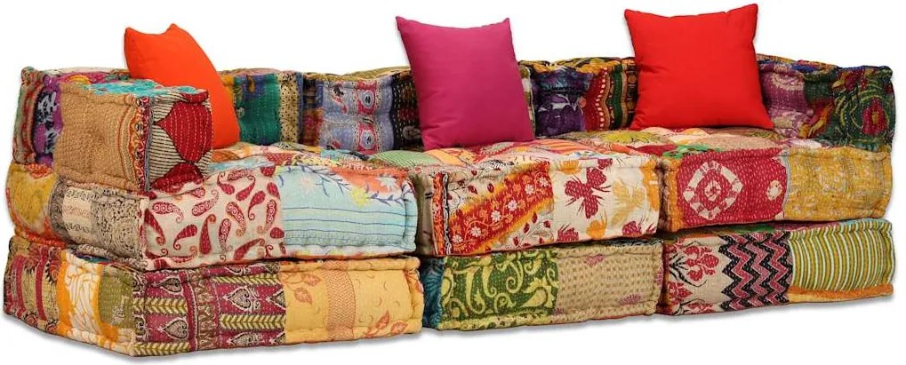 3místný modulární pouf patchwork textil 244979
