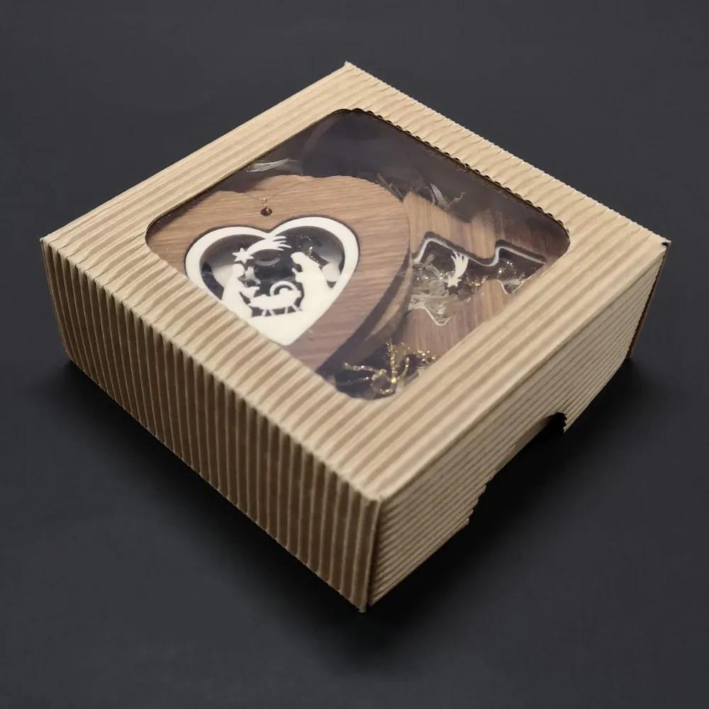 AMADEA Vánoční set - dřevěných ozdob - vklad betlém - 4 druhy + krabička