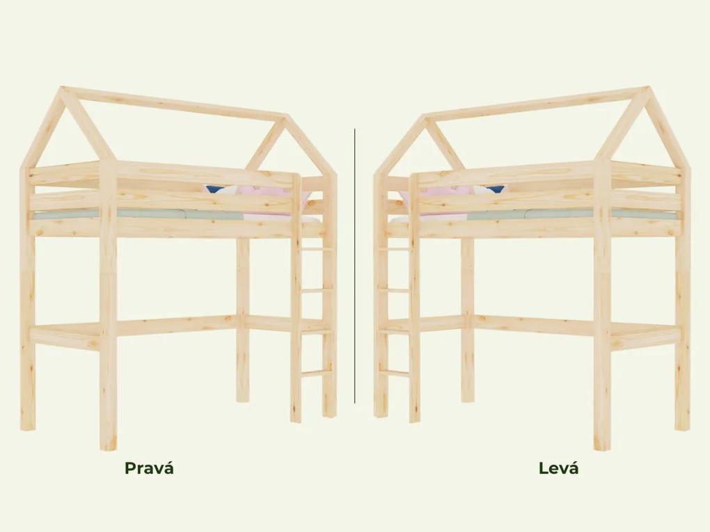 Tartak Meble Domečková zvýšená postel MANASLU se žebříkem 90x200 cm Zvolte barvu: Transparentní lazura