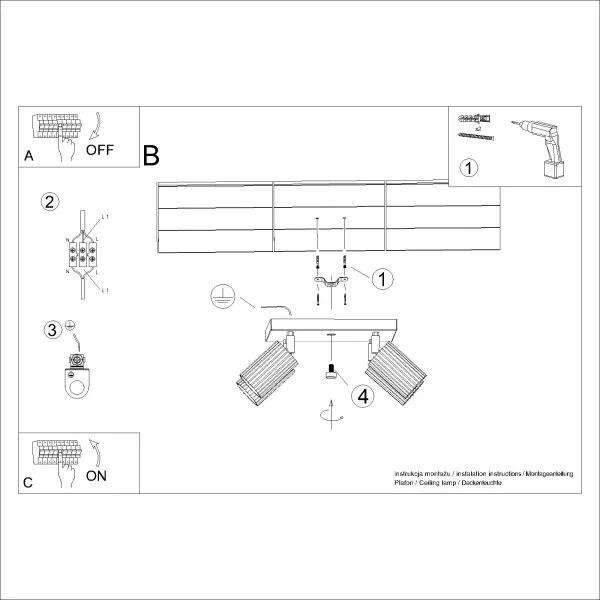 Sollux SL.1545 - Bodové svítidlo KARBON 4xGU10/10W/230V bílá