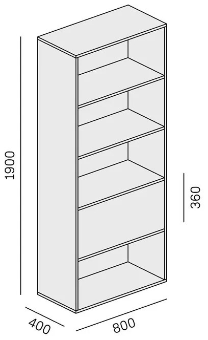 Vysoký kancelářský policový regál LAYERS, 1 box, 800 x 400 x 1905 mm, dub přírodní / dub mořený