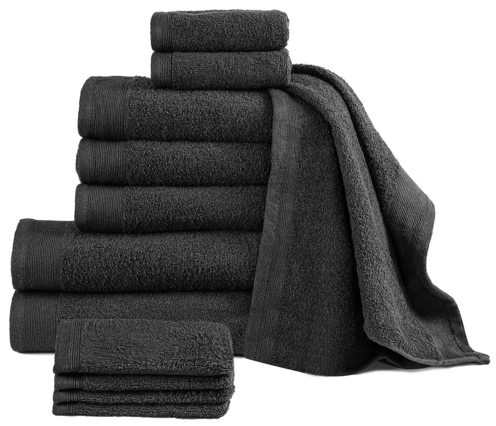 vidaXL 12dílná sada ručníků a osušek bavlna 450 g/m² černá