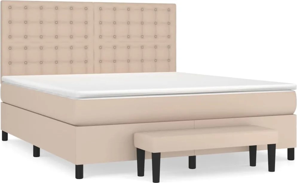 Box spring postel s matrací cappuccino 160x200 cm umělá kůže 3137676