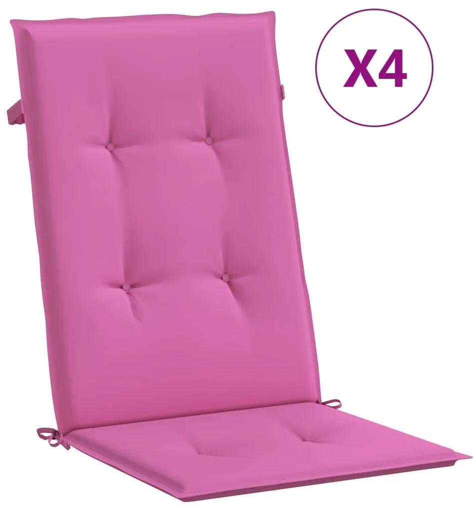 vidaXL Podušky na židli s vysokým opěradlem 4 ks růžové textil