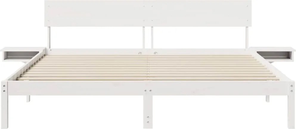 Rám postele s čelo Bílá 200 x 200 cm Masivní borové dřevo 3385749