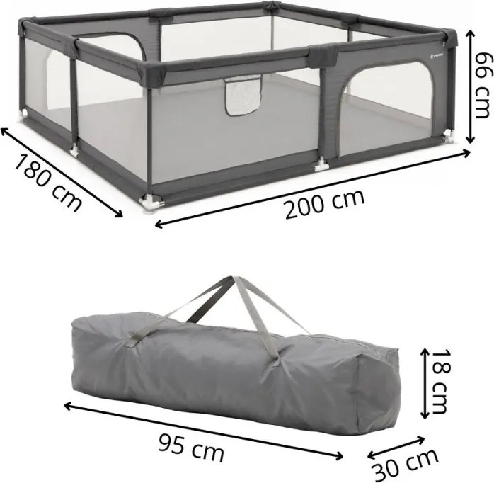 Dětská ohrádka 200x180x66 cm SPRINGOS HA7529 šedá