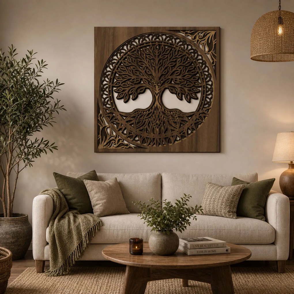 dřevo života Dřevěný strom ZÁZRAKŮ Zvolte rozměr (cm): 40x40, Zvolte barvu dekoru: Ořech-dub sonoma-wenge