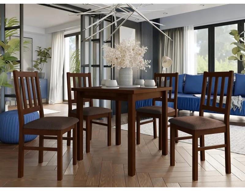 Rozkládací jídelní stůl se 4 židlemi AL08, Barva dřeva: ořech-L, Potah: 25x - Paros 2