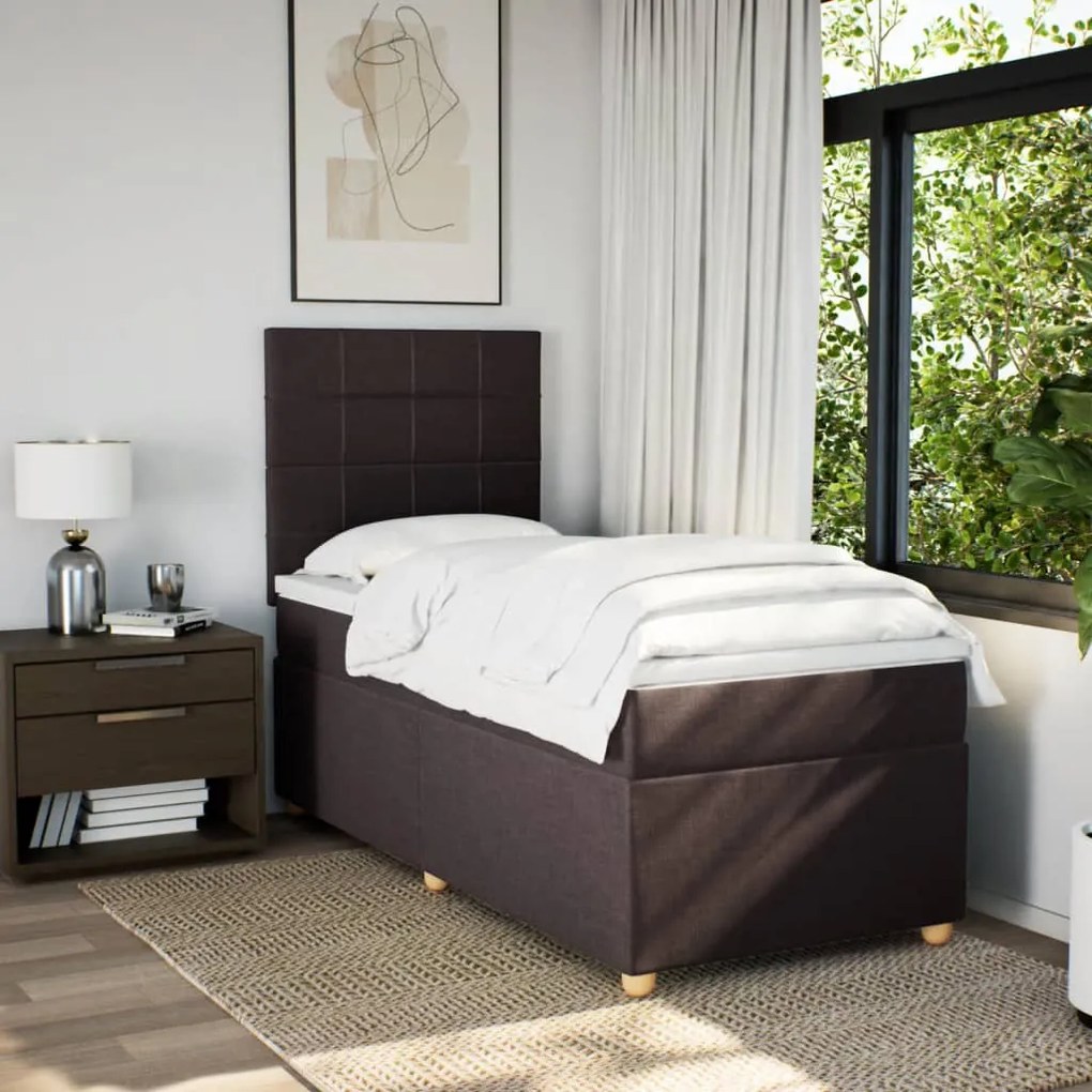 Box spring postel s matrací tmavě hnědá 80x200 cm textil 3293410