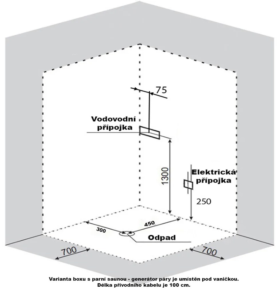 BPS-koupelny Hydromasážní box HYD-Giorgia 100 SA Bílý, 100x100 se saunou