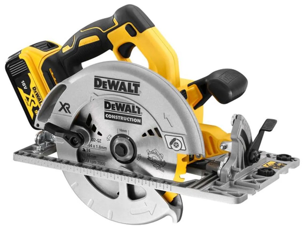 DeWALT - 18V AKU kotoučová pila, 2x aku 5,0 Ah XR, nabíječka DCS572P2