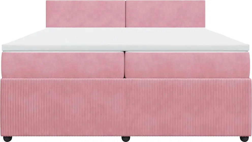Box spring postel s matrací růžová 200x200 cm samet 3290129