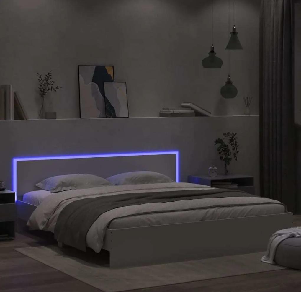 vidaXL Rám postele s čelem a LED osvětlením 200 x 200 cm [3207587] Barva: šedá sonoma