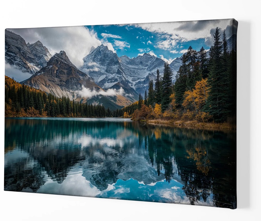 Obraz na plátně - Horské štíty a průzračné jezero FeelHappy.cz Velikost obrazu: 60 x 40 cm