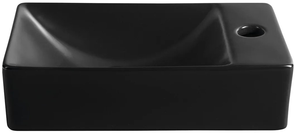 Sapho Sapho, MARGITHA keramické umyvadlo 38x22cm, otvor pro baterii vpravo, černá mat, MGT3822B