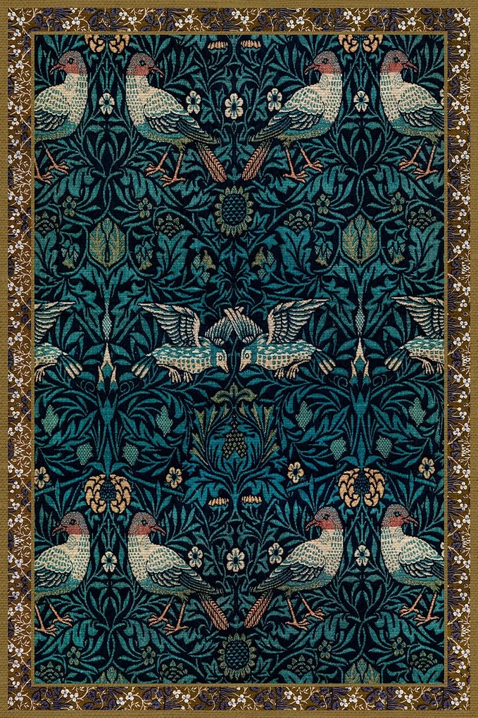 Odolný Koberec Vinylová Pvc grafika Ptáci na poli William Morris 150x225