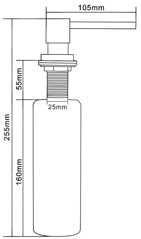 Mexen příslušenství, hranatý dávkovač saponátu do kuchyňského dřezu, černá, 6605320-70