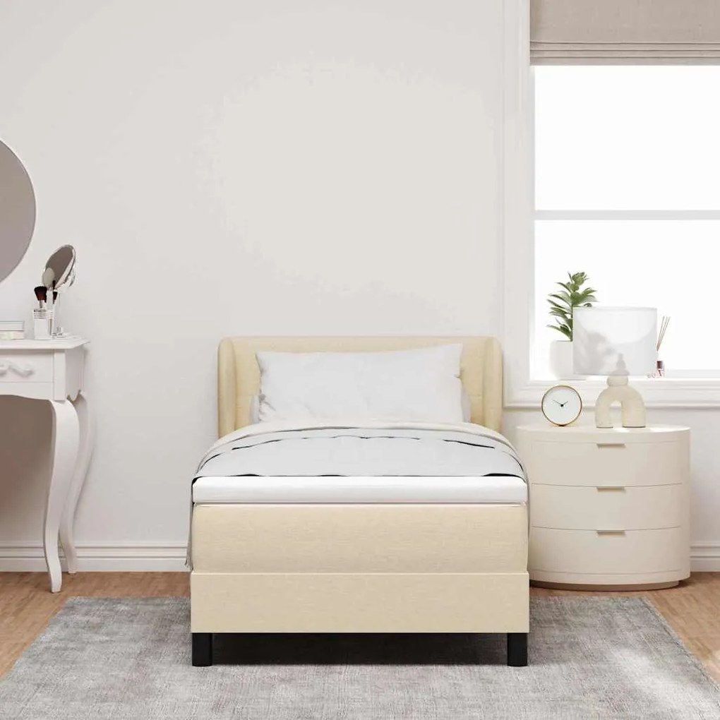 Postel s boxspringem s čelo Krémová 100 x 200 cm textil 3340015