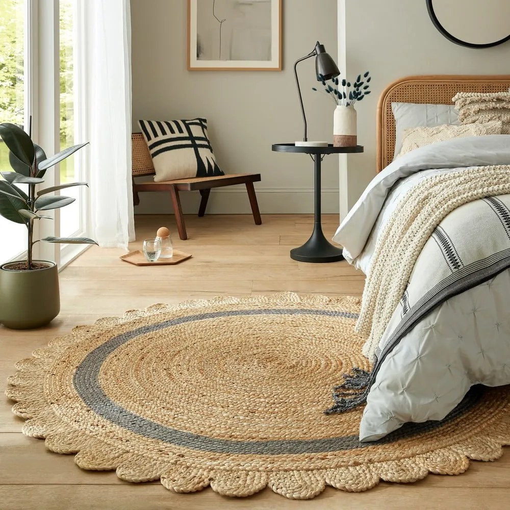 Šedý/v přírodní barvě ručně tkaný jutový kulatý koberec ø 160 cm Grace Grey – Flair Rugs