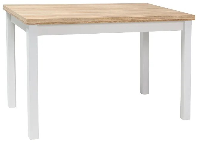Jídelní stůl, bílá/mat/dub, ADAM 120x68