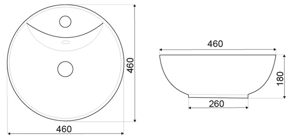 BPS-koupelny Keramické umyvadlo na desku NV-KR-191 GR (ø 46 cm)