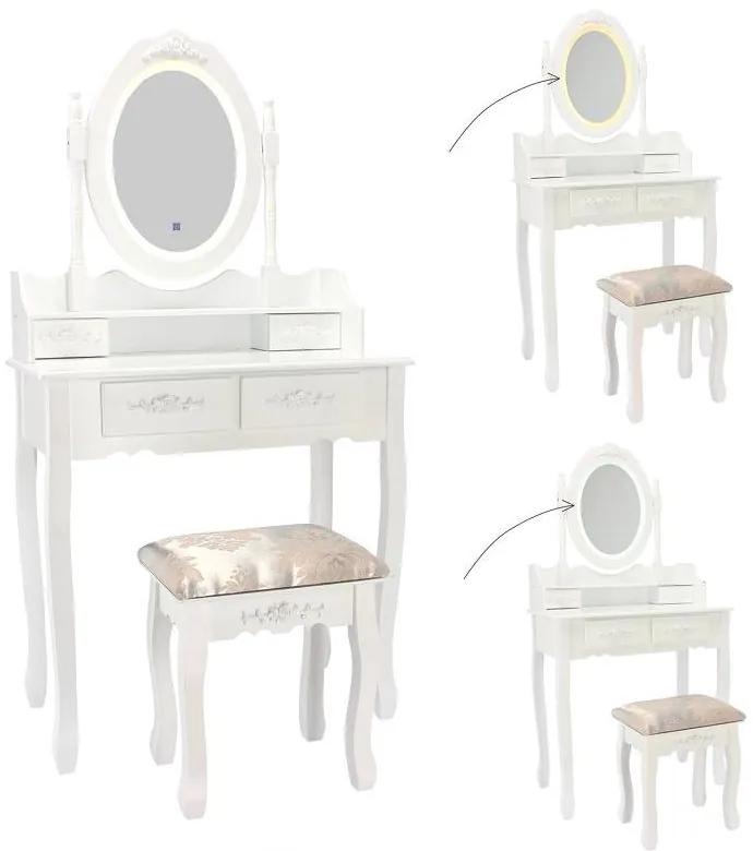 Bestent Toaletní stolek s LED zrcadlem Primadona White
