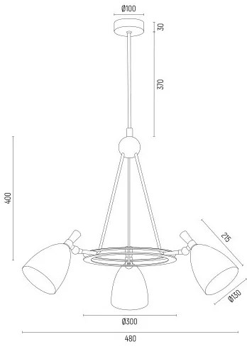 Argon 6148 - Lustr na tyči CHARLOTTE 3xE27/15W/230V bílá/zlatá
