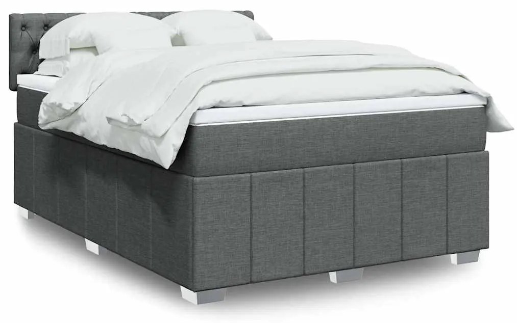 Box spring postel s matrací tmavě šedý 140 x 190 cm textil 3287071
